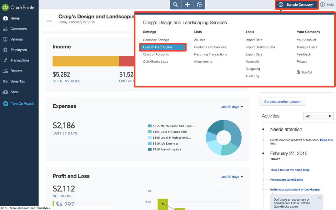 QuickBooks Online Customize Invoices BlackRock